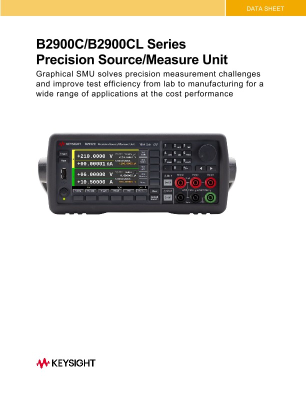 B2900C/B2900CL Series Precision Source/Measure Unit PDF Asset Page | Keysight